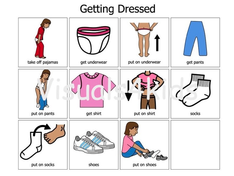 Getting Dressed Visual Girl Autism, Picture Communication Cards Board ...