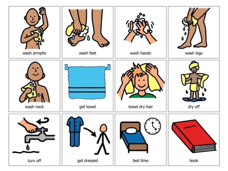 Taking A Shower Sequence Routine Autism Visual Aid Picture Etsy