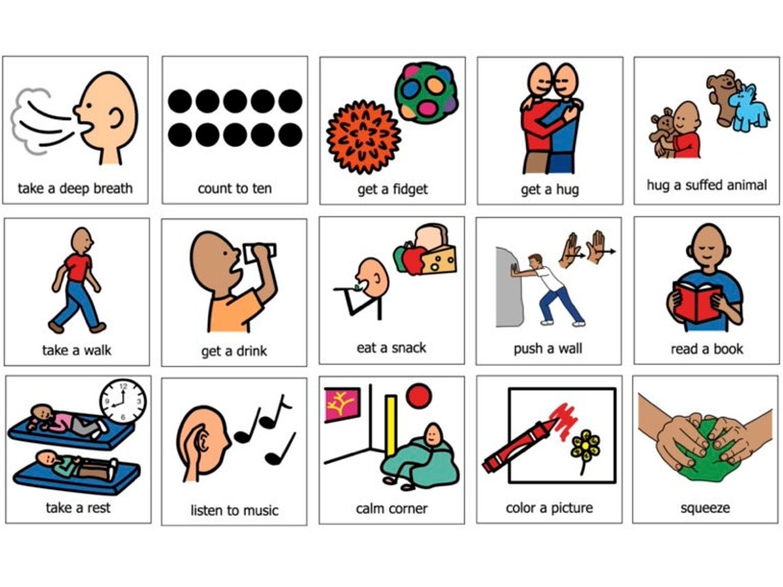 Autism Calming Strategy Cards – Visual Communication, Behavior Support ...