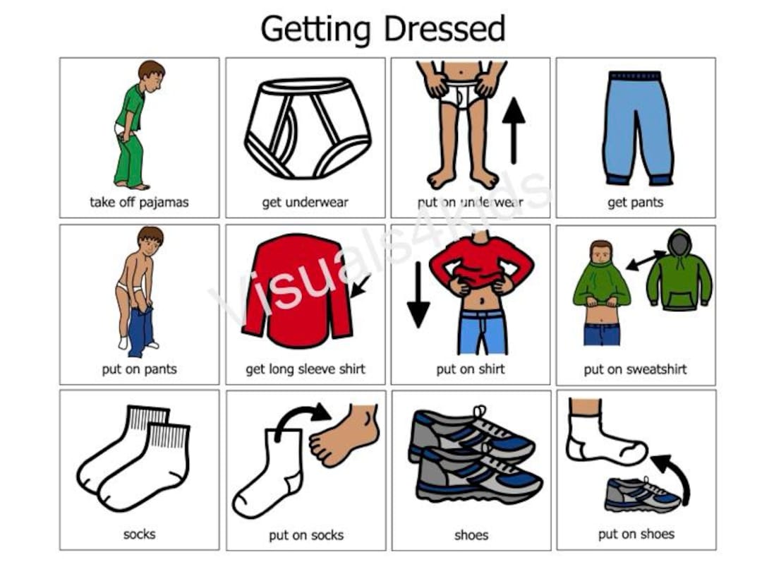 Getting Dressed Visual Schedule - Communication Cards (digital Download ...
