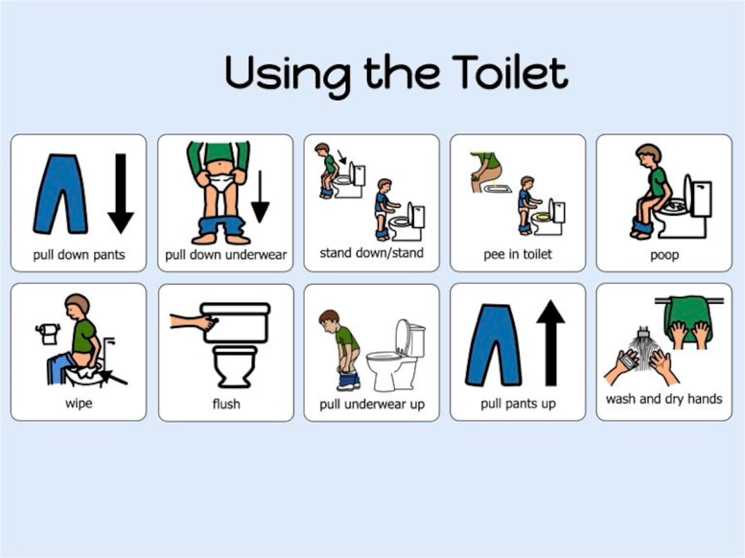Potty Toilet Training Sequence Visual Routine for Boys Autism ...