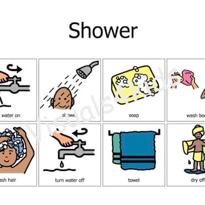 Shower Sequence Routine Autism Boardmaker Visual Aid - High Level Picture Communication - Etsy