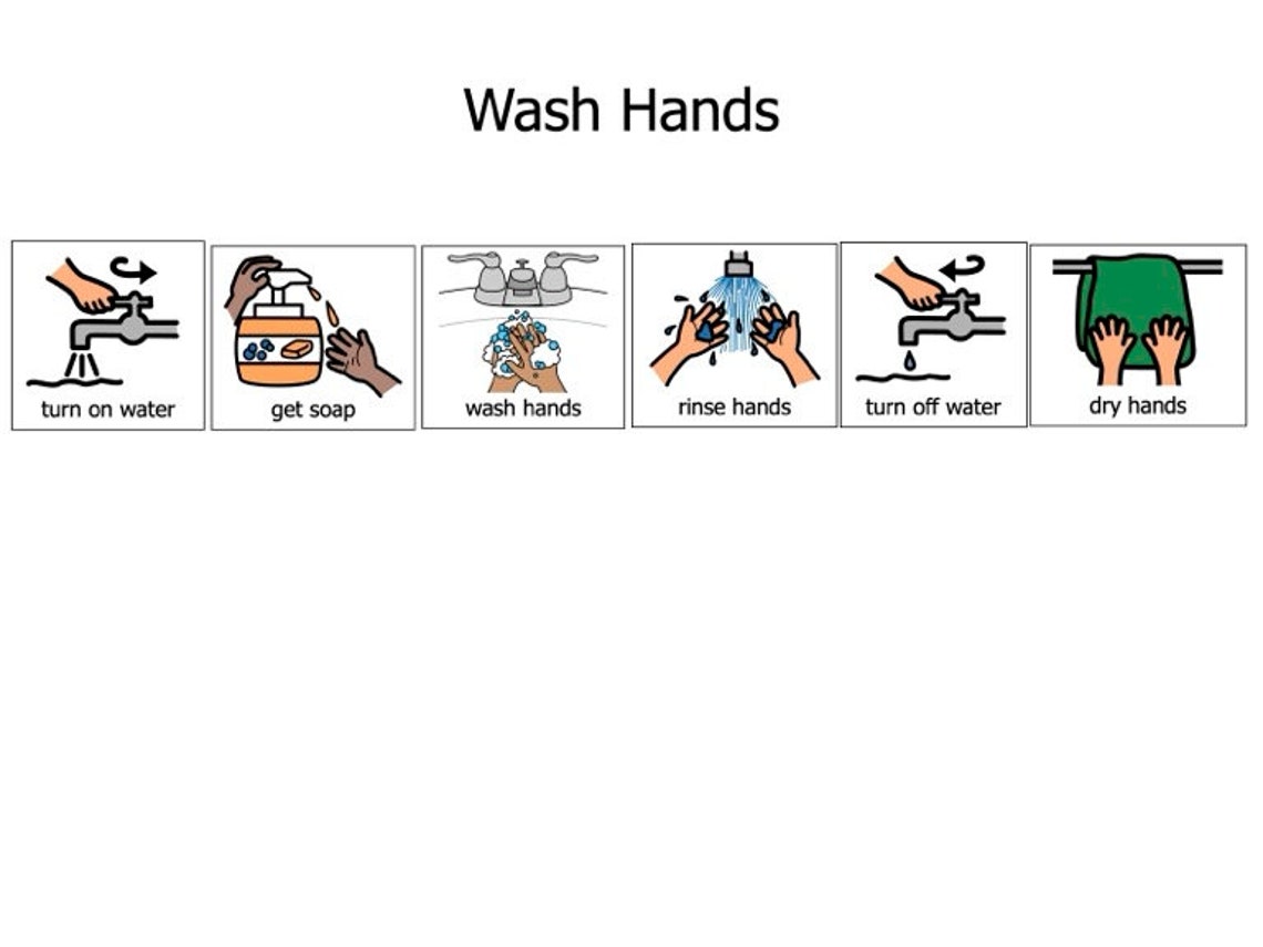 Washing Hands Sequence Autism, Visual Aid - Boardmaker Communication ...