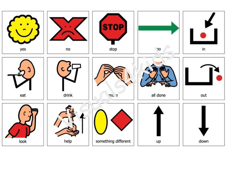 Visual Core Words Boardmaker Autism Non Speaking AAC 30 Picture ...