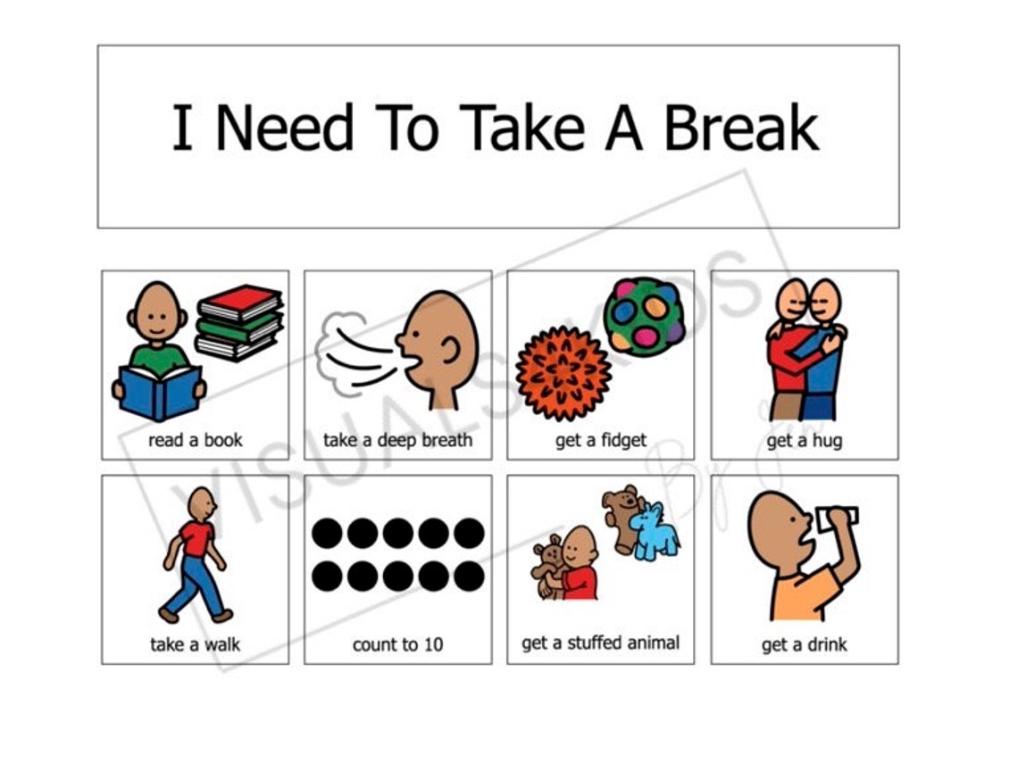 I Need To Take A Break Autism Picture Communication Board Pecs