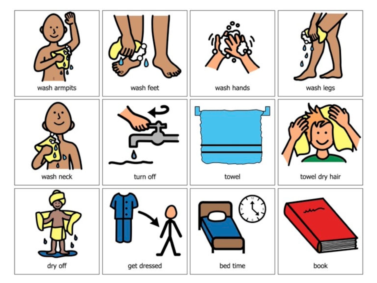 Taking a Shower Sequence Routine Autism, Visual Aid - Boardmaker - AAC ...