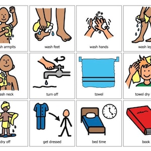 Taking a Shower Sequence Routine Autism, Visual Aid - Boardmaker - AAC ...