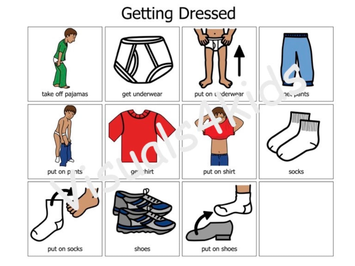 Getting Dressed Visual Autism, Boardmaker Picture Communication Cards ...
