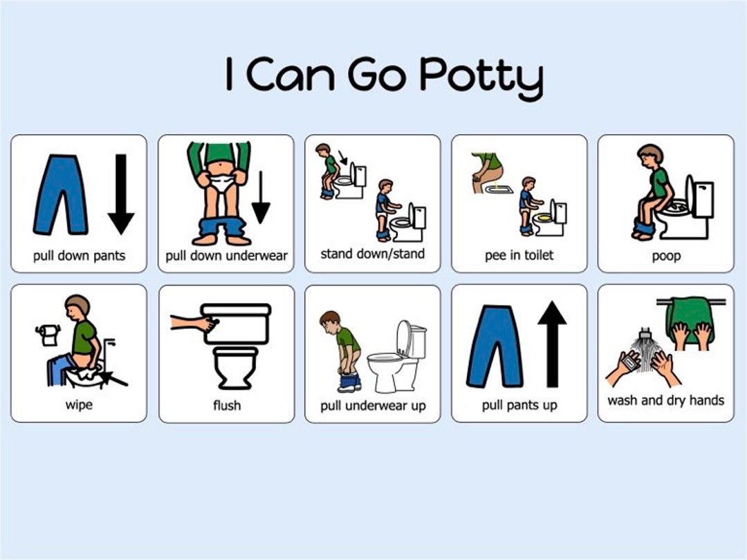 Potty Toilet Training Sequence Routine for Boys Visual Autism AAC I Can ...