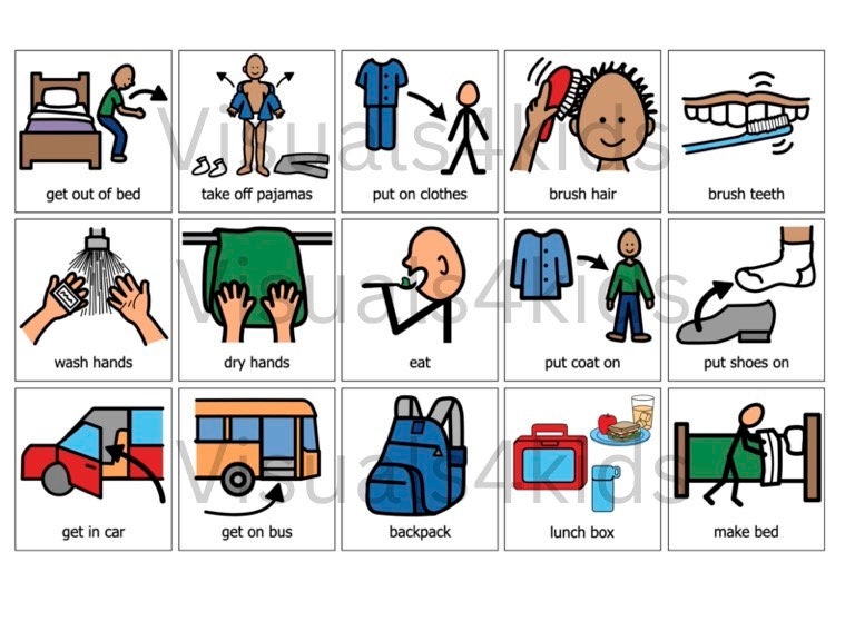 Visual Morning Routine Child Adult Autism Picture Communication Cards ...