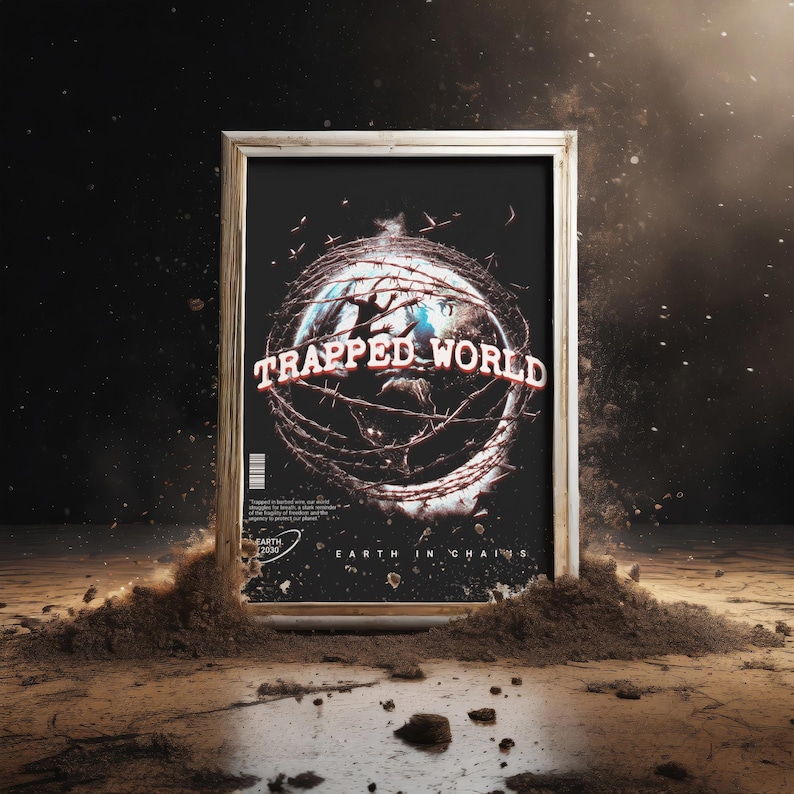 Trapped World Wall Art| See the World Through Dark Colors Chained ...