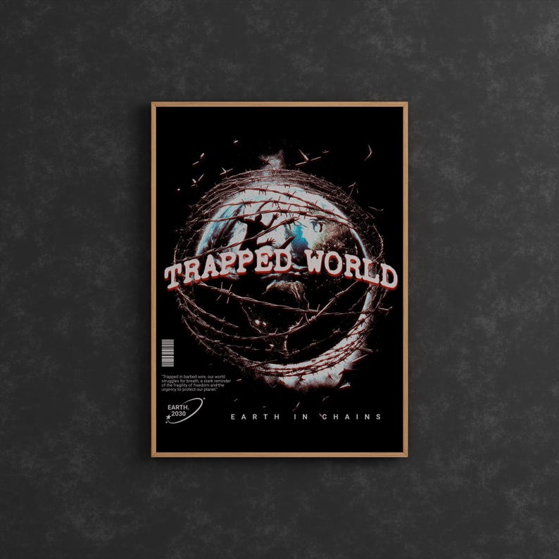 Trapped World Wall Art| See the World Through Dark Colors Chained ...