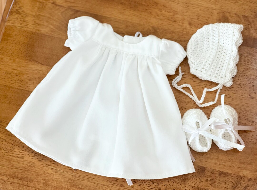 White Bereavement Dress With Crochet Bonnet and Booties, 24-28 Weeks ...