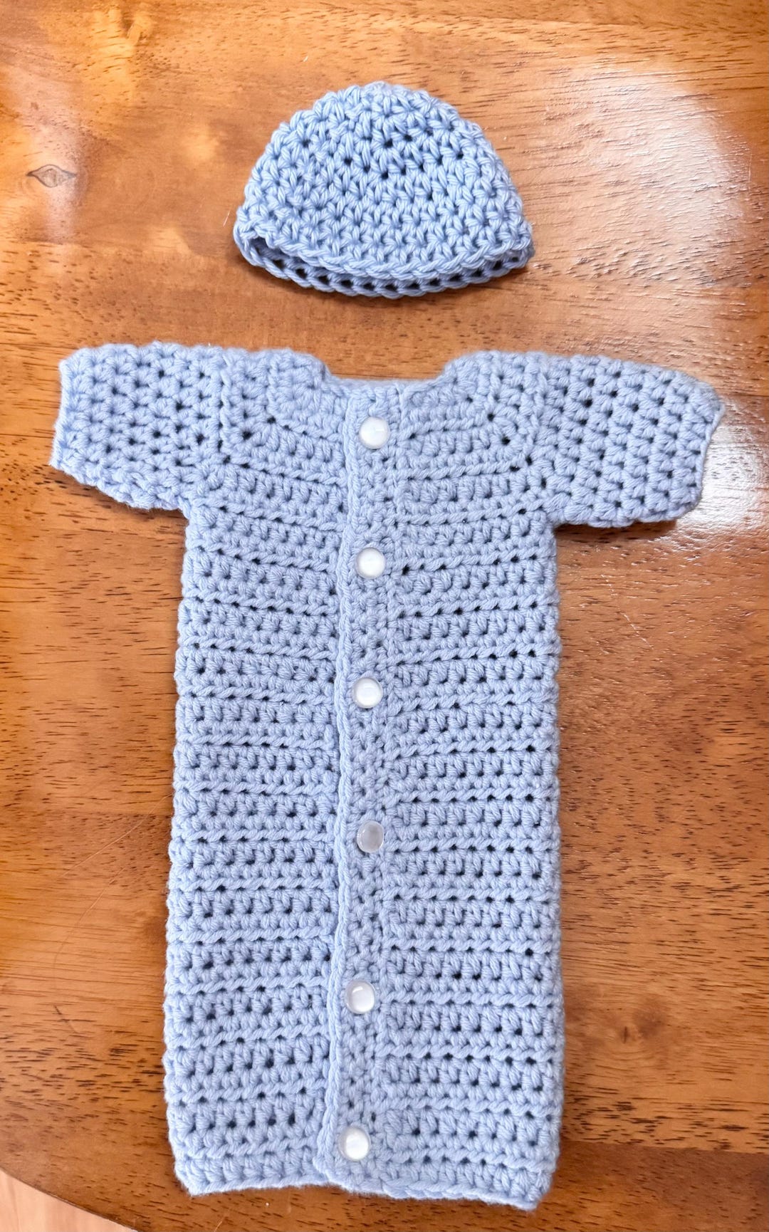 Micro Preemie Crocheted Bunting and Beanie, Light Blue, 20 Weeks - Etsy