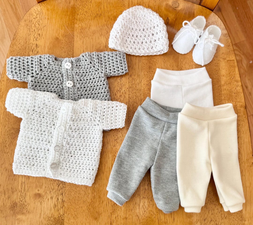 Micro Preemie Boy Bereavement Outfit: Crochet Cardigan, Knit Pants ...
