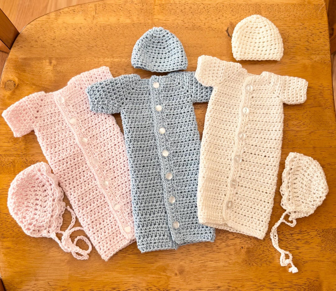 Micro Preemie Crocheted Bunting, Beanie or Bonnet, Bereavement Outfit ...