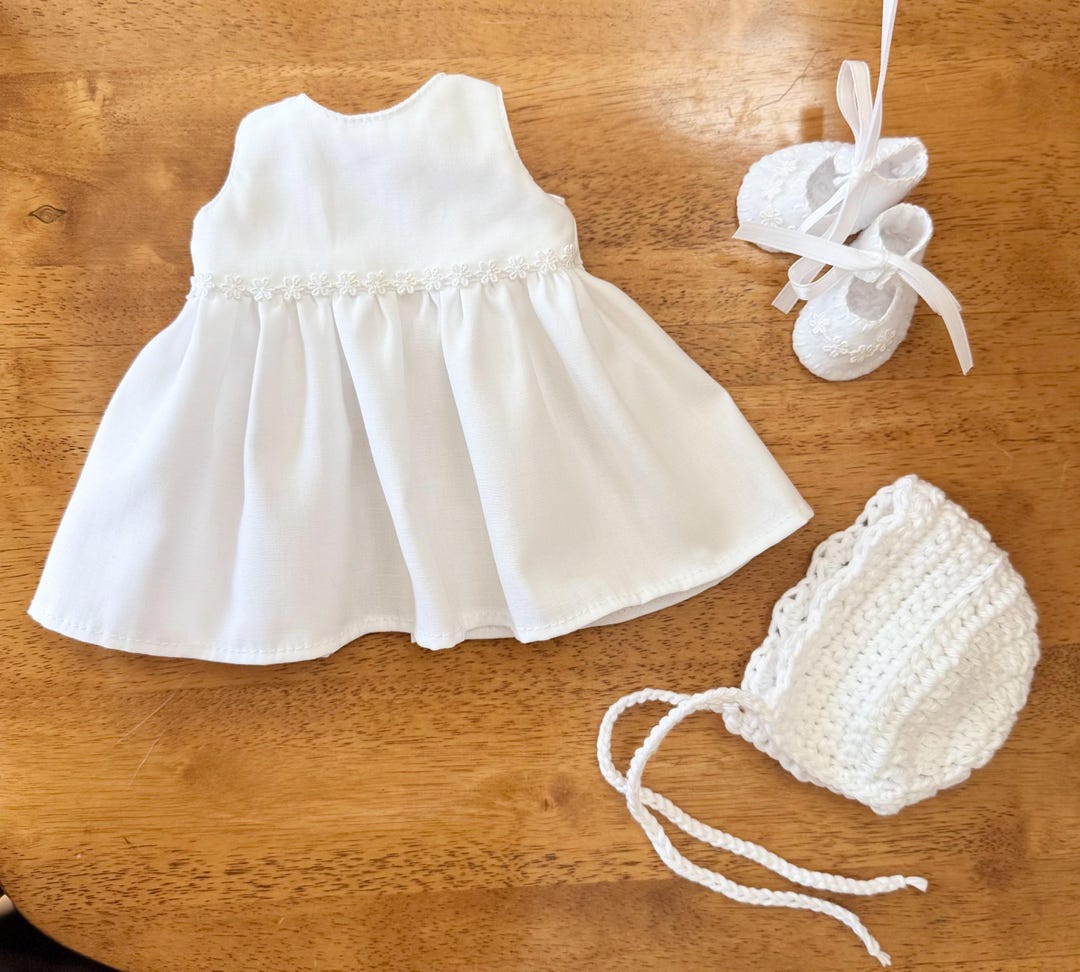 Micro Preemie Girl Bereavement Outfit: White Dress, Bonnet and Felt ...