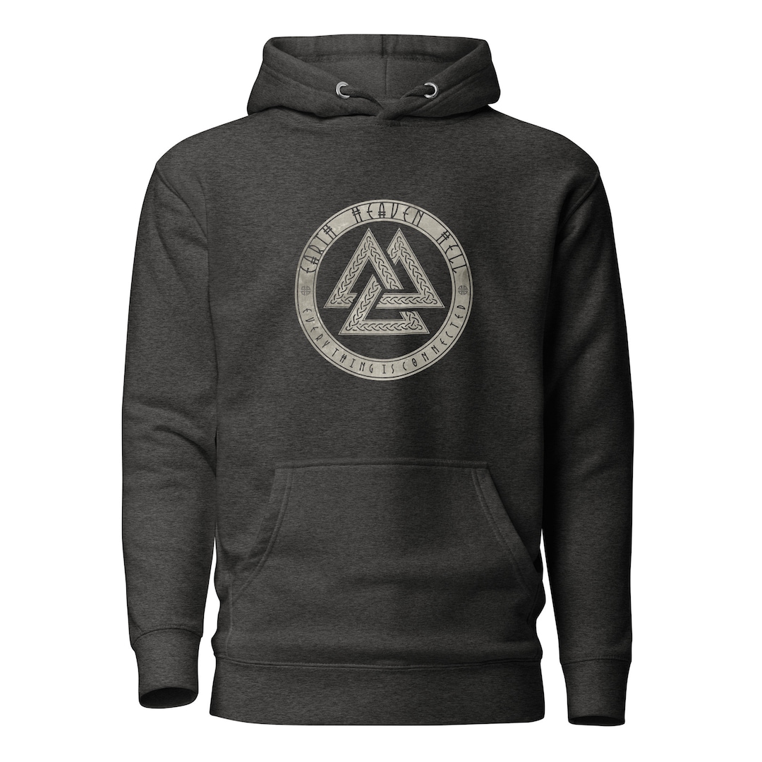 Viking Symbol Hoodie - Valknut Mystic Hoodie - Norse Triple Triangle ...