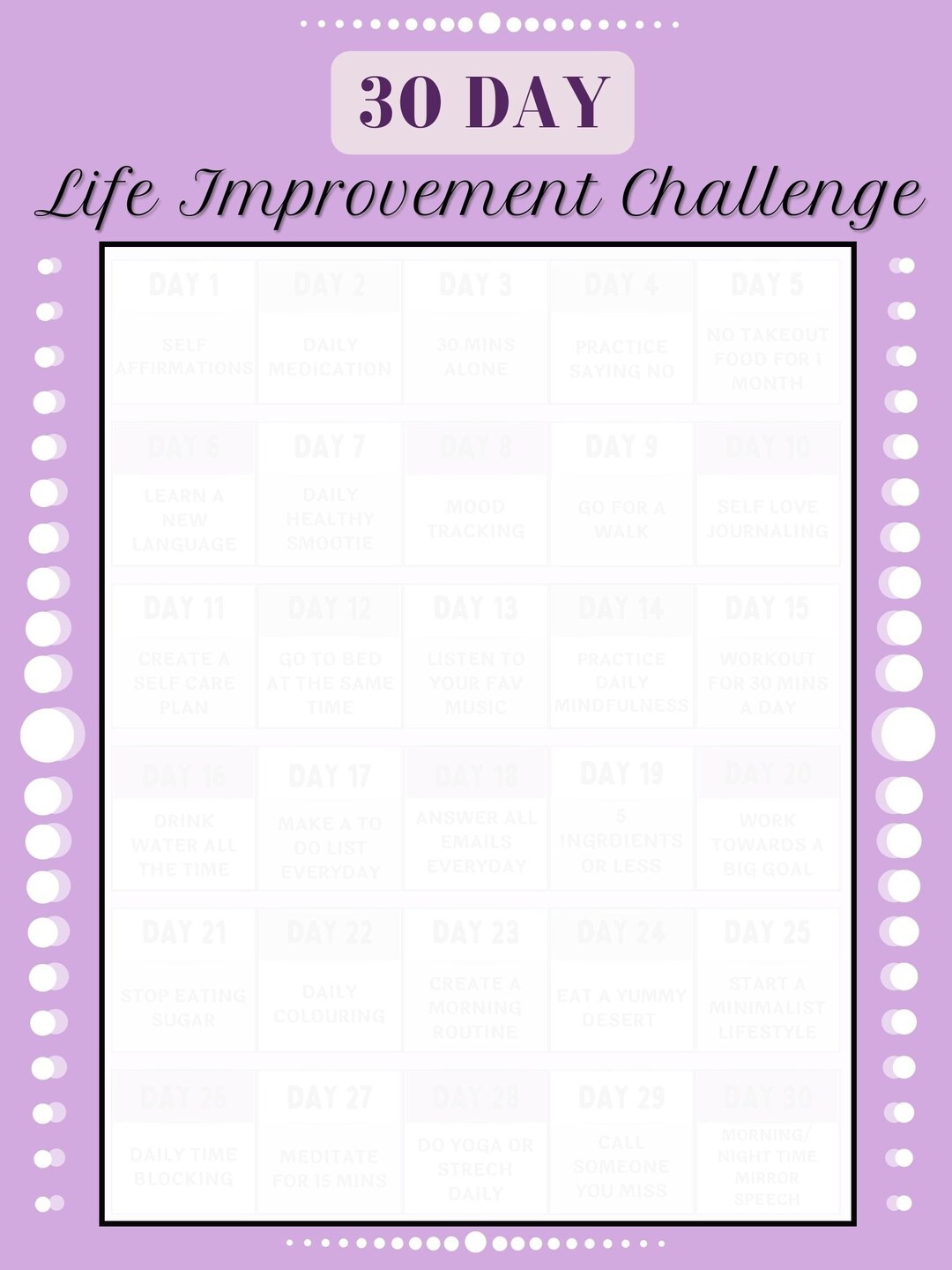3O Day Life Improvement Challenge, Personal Development, Healthy ...