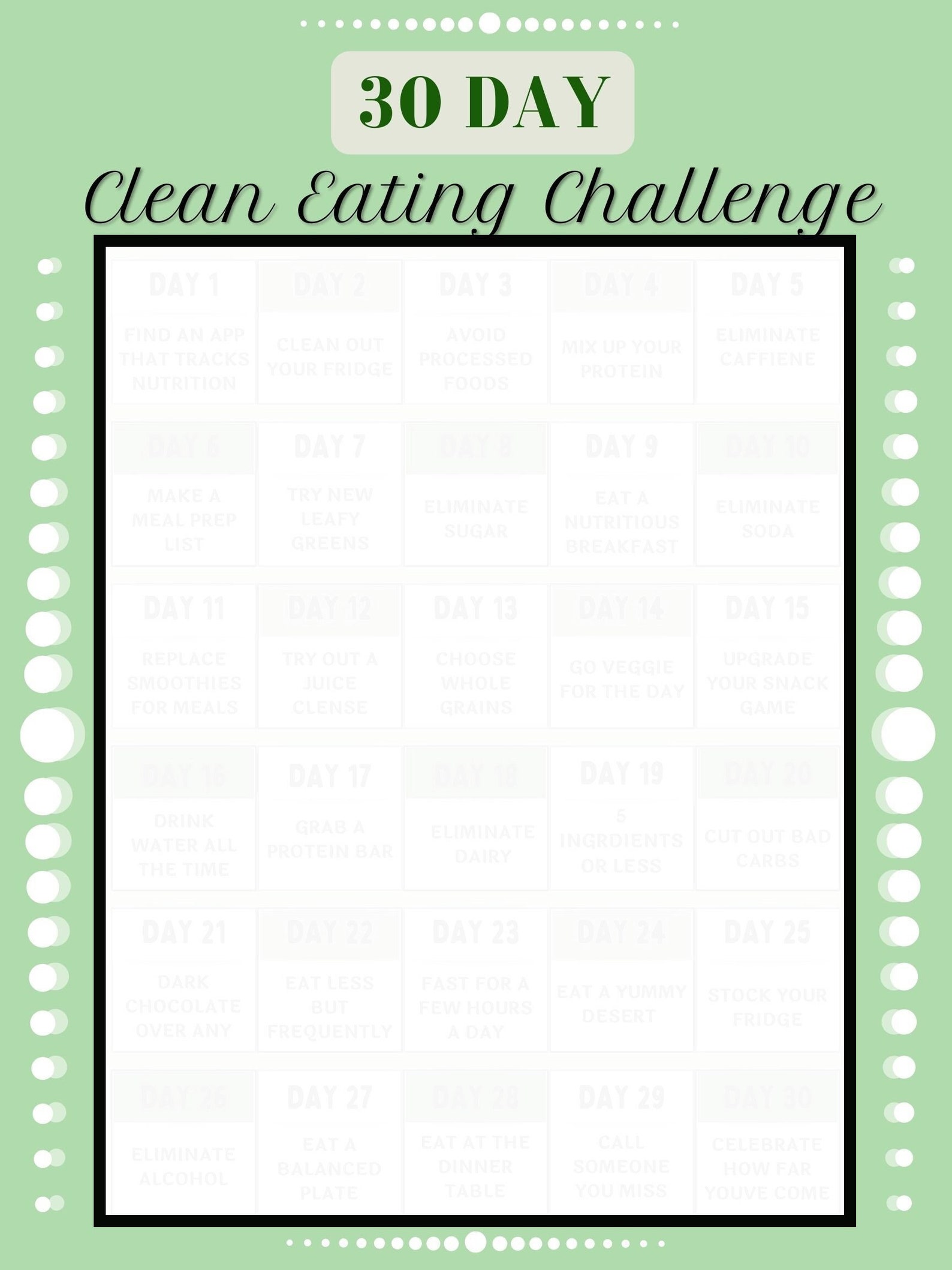 30 Day Clean Eating Challenge, Healthy Eating and Living, Eat the Right ...