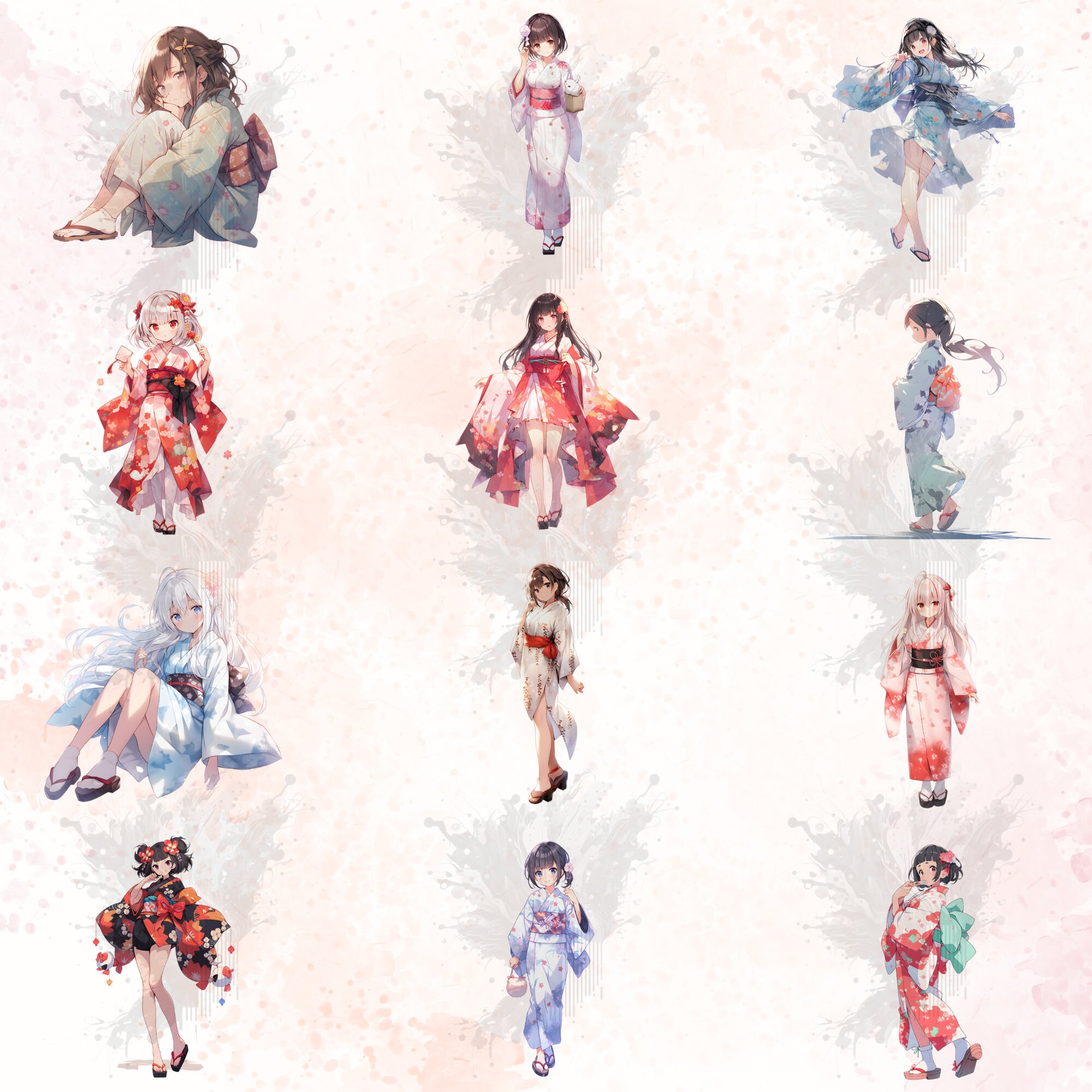 Kawaii Girls Clipart Collection Anime Style, Traditional Japanese ...