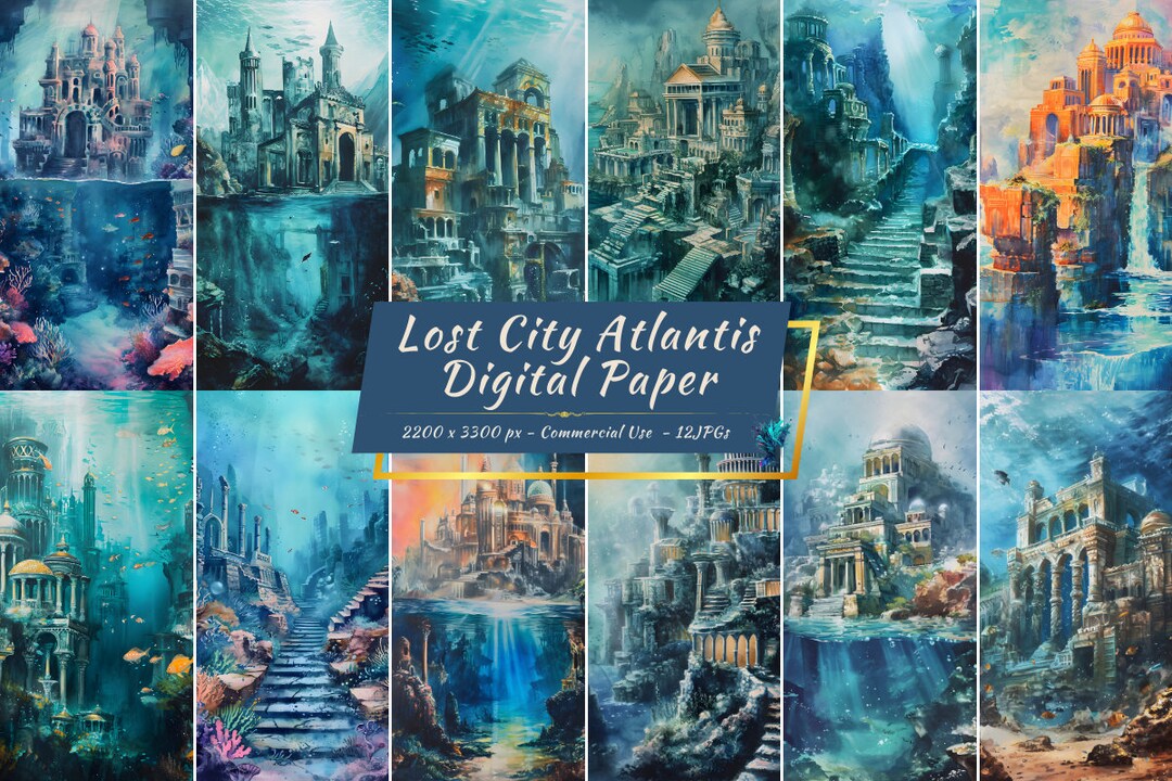 Mystical Atlantis Digital Paper Collection Under the Sea Fantasy - Etsy