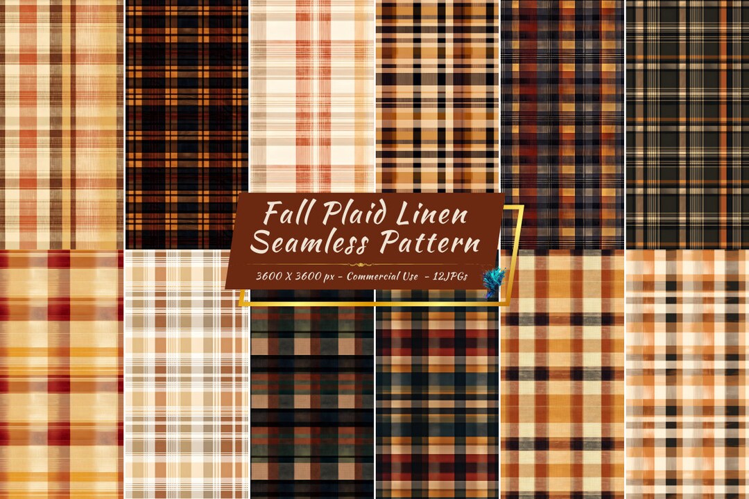 Fall Plaid Linen Seamless Pattern Halloween Textures and Cozy Autumn Plaid Backgrounds - Etsy