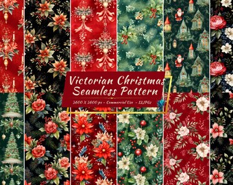 Victorian Christmas 12 Digital Paper Pack Instant Download Printable ...