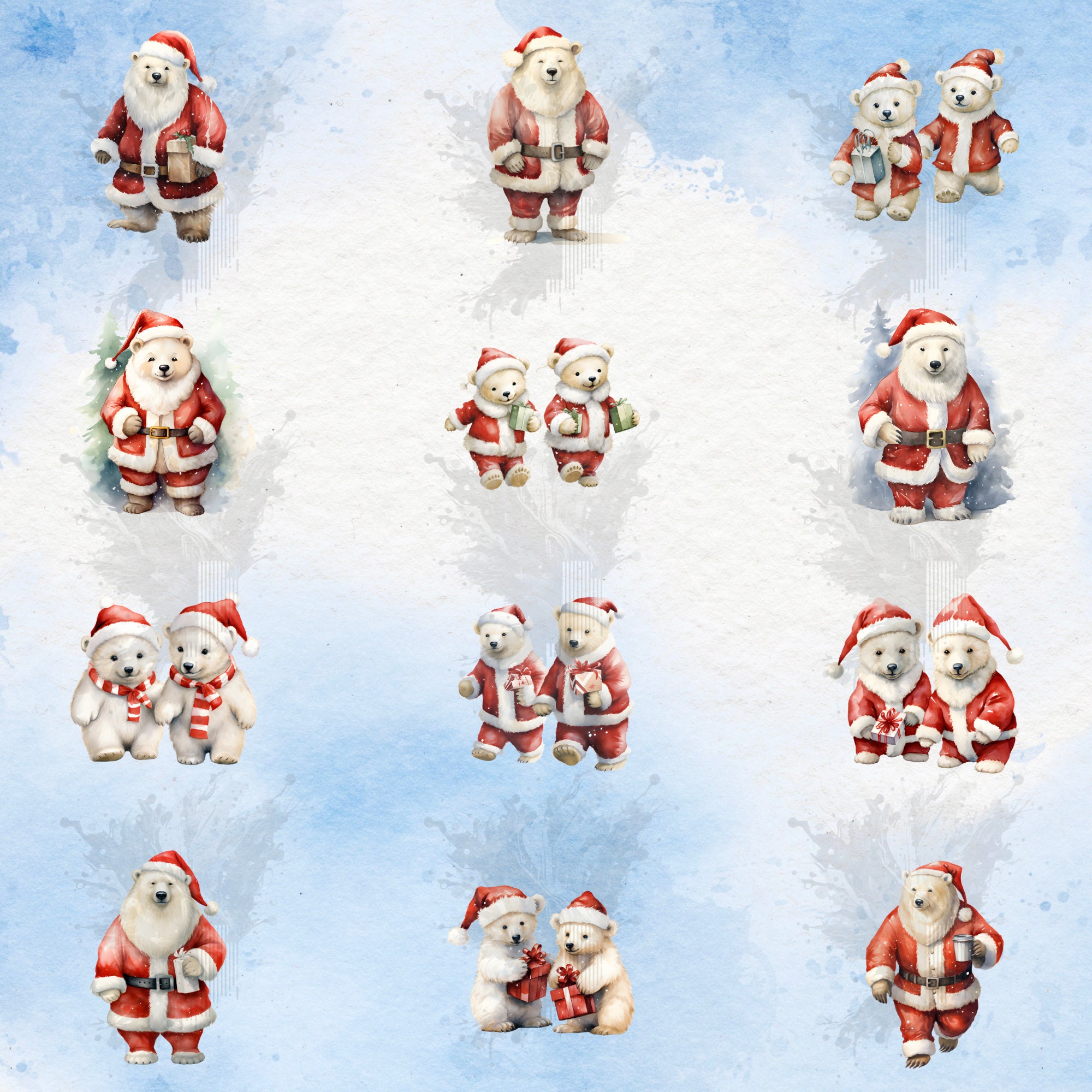 Christmas Santa Polar Bear Clipart Collection Cute Bears in Santa ...