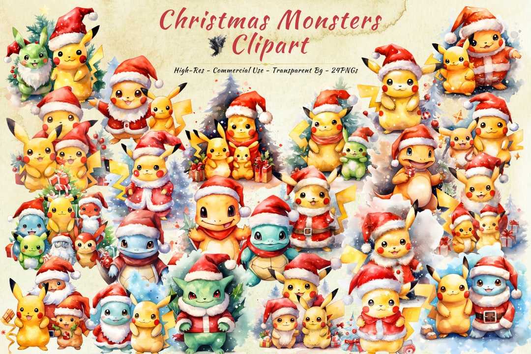 Christmas Pocket Monsters Clipart Collection Cute, Holiday Season ...