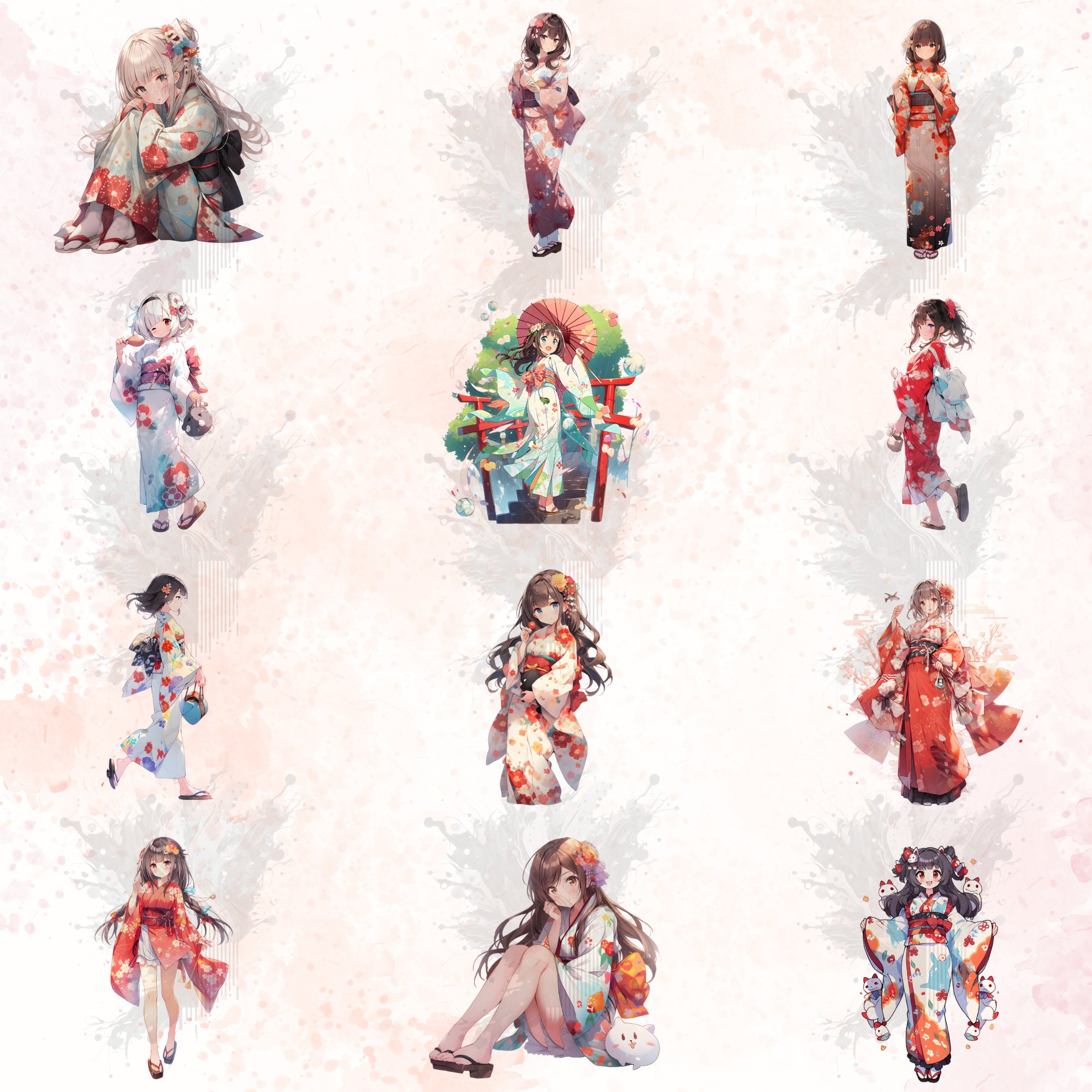Kawaii Girls Clipart Collection Anime Style, Traditional Japanese ...