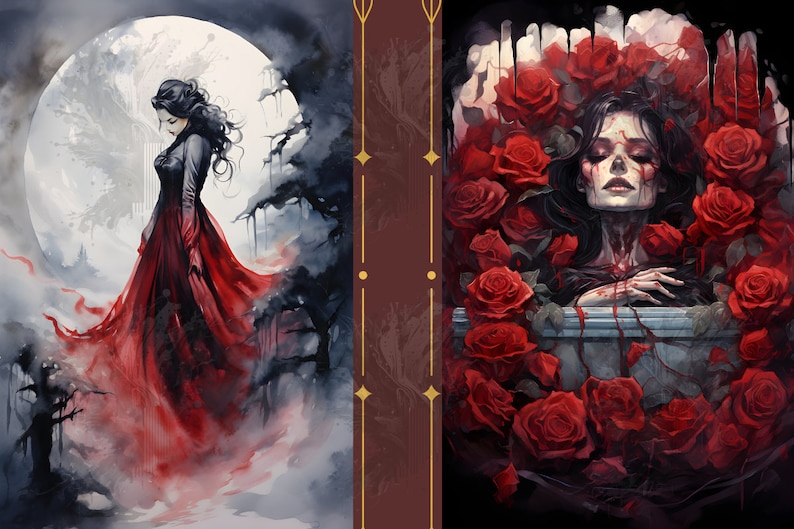 Vampire Love Digital Paper Pack Gothic, Vampire, Roses Backgrounds - Etsy