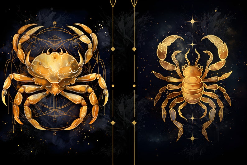 Celestial Zodiac Digital Paper Pack Mystical Astrology, Horoscope ...