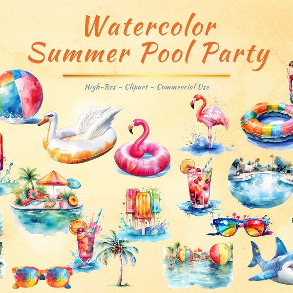 Pool Party Clip Art - Etsy