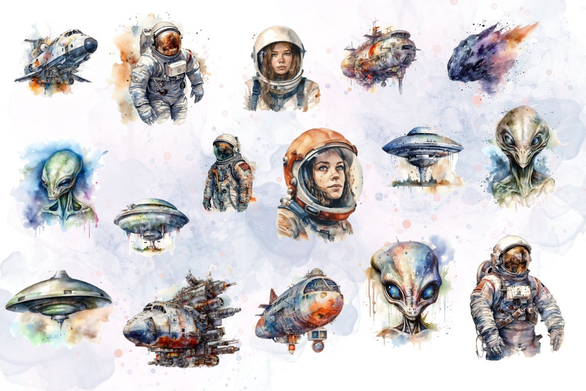 Space SVG PNG Collection Astronaut, Galaxy, Celestial, UFO Designs - Etsy