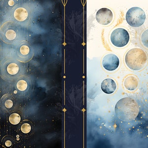 Celestial Moon Phases Digital Paper Pack Enchanting Lunar Designs and ...