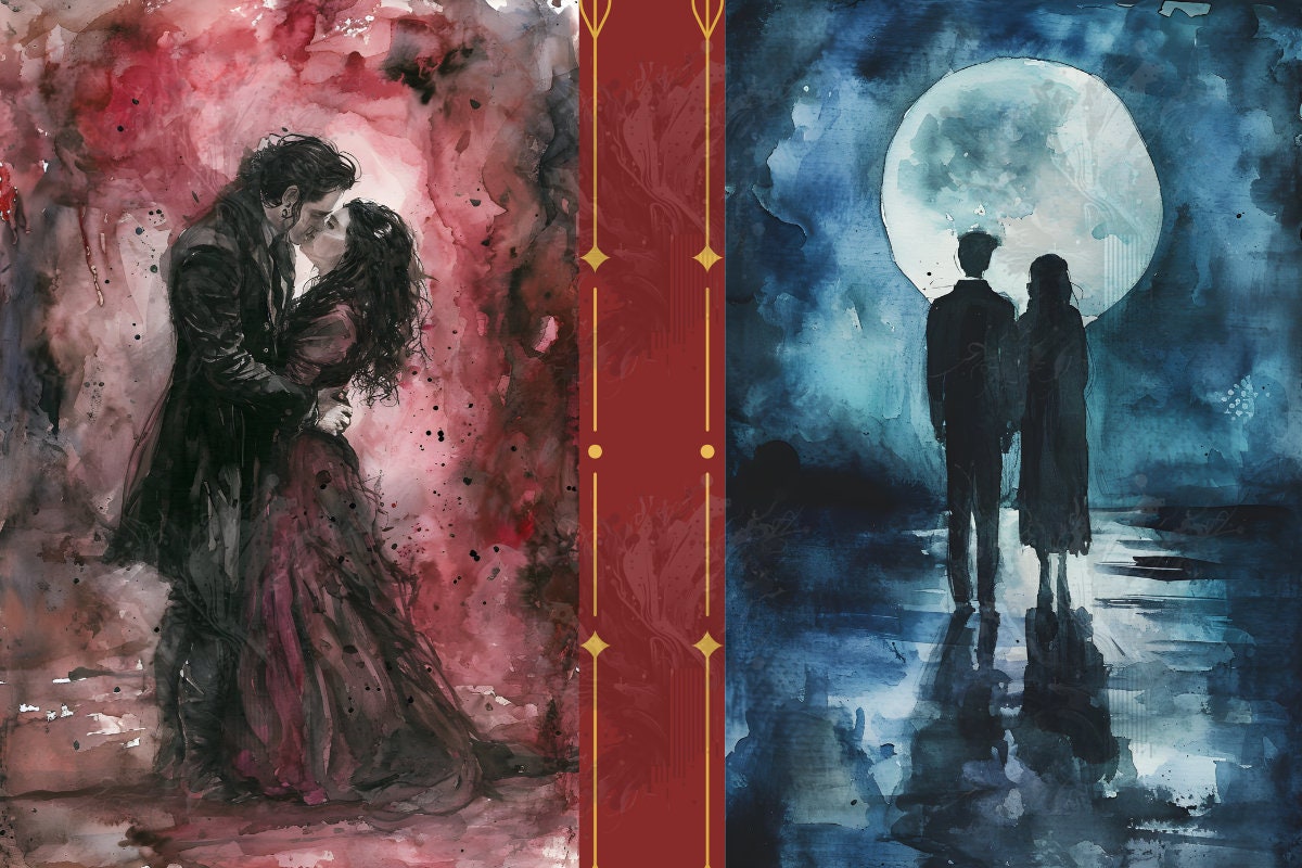 Vampire Valentines Day Digital Paper Set Dark, Gothic Romance ...