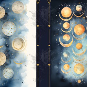 Celestial Moon Phases Digital Paper Pack Enchanting Lunar Designs and ...
