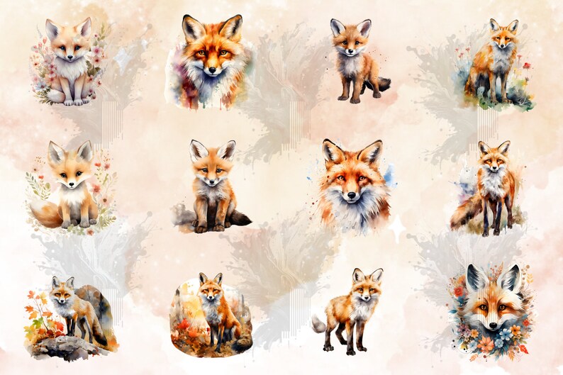 Fox SVG PNG Clipart Collection Floral Fox, Baby Fox, Woodland Animals ...
