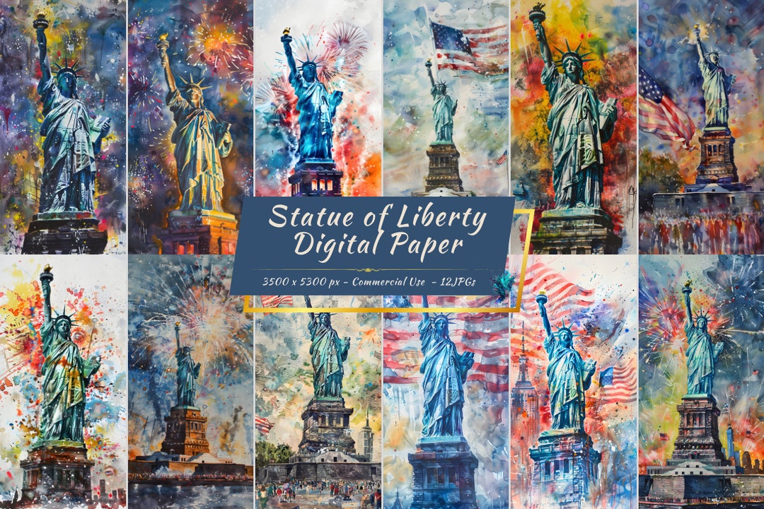 Statue of Liberty Digital Paper Collection America Iconic Symbol ...