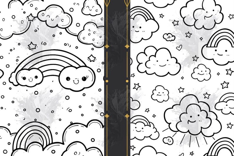 Rainbow Color Book Digital Paper Pack Coloring Backgrounds for Kids - Etsy