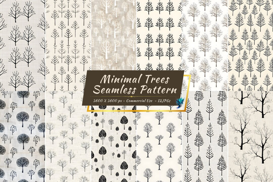 Minimalist Tree Seamless Digital Paper Collection Scandinavian Tree ...