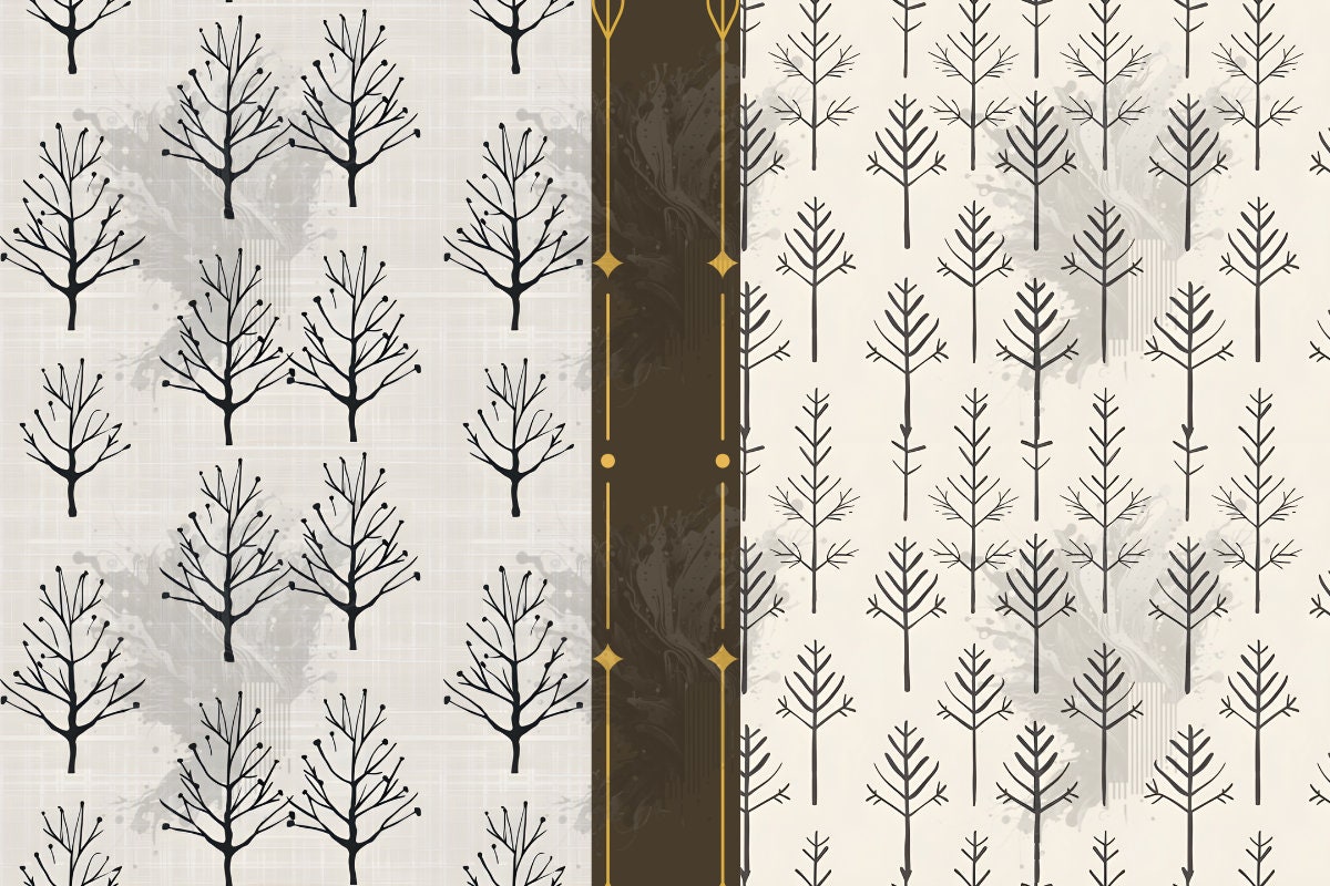 Minimalist Tree Seamless Digital Paper Collection Scandinavian Tree ...