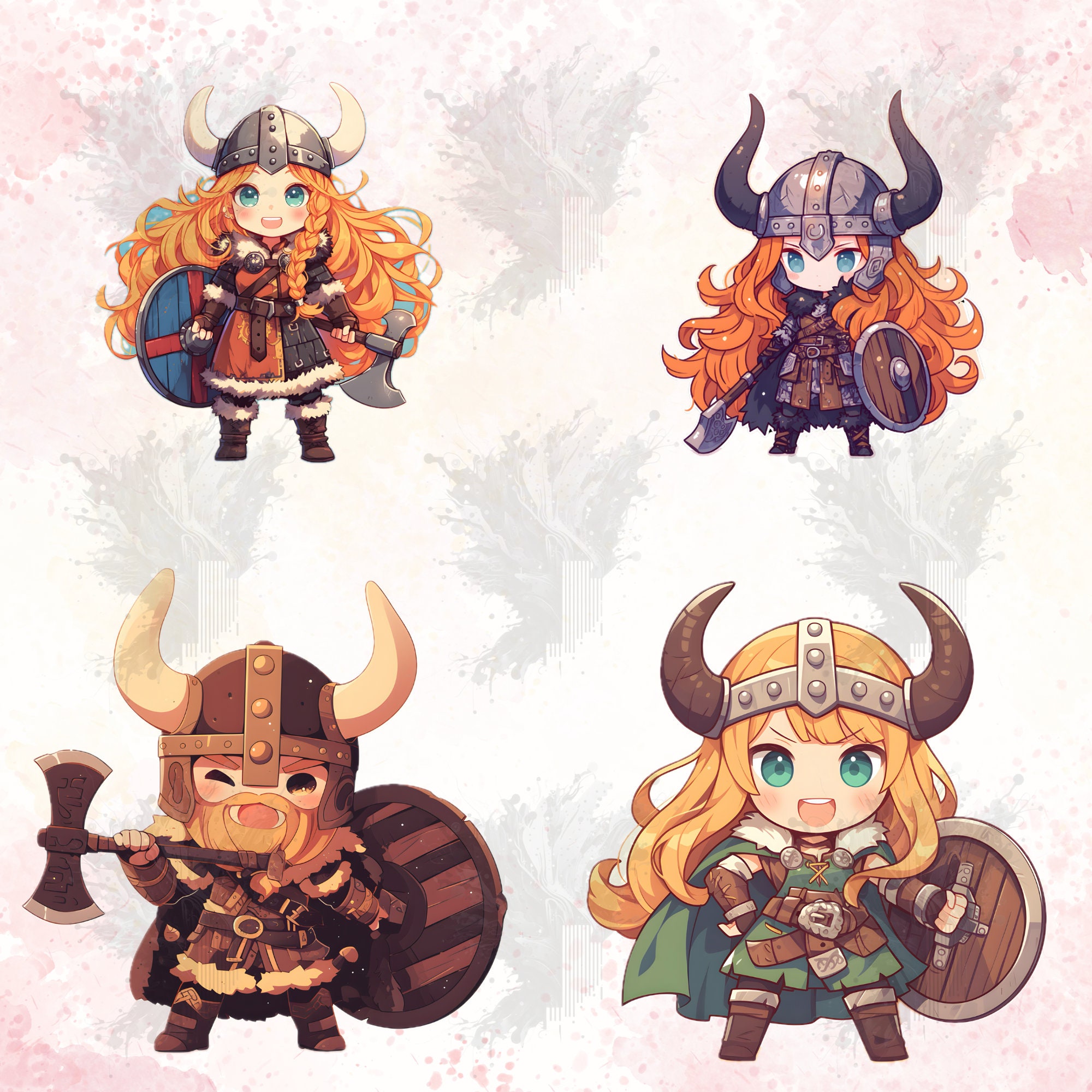Kawaii Vikings PNG Clipart Collection Chibi Viking Warriors, Shield ...