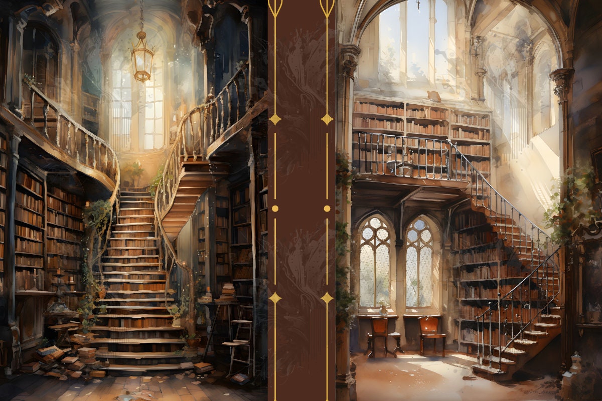 Ancient Library Digital Paper Pack Mystical, Old Library Backgrounds - Etsy