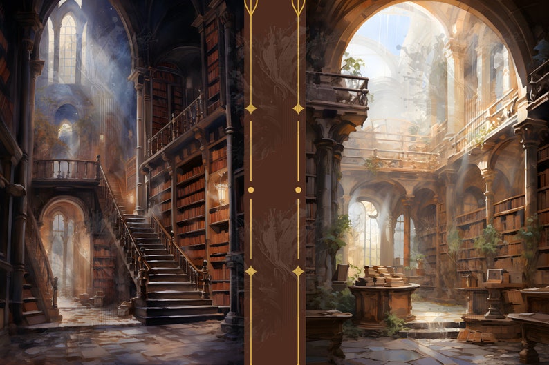 Ancient Library Digital Paper Pack Mystical, Old Library Backgrounds - Etsy
