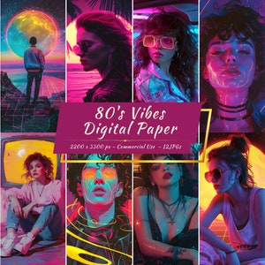 80's Retro Digital Paper Collection Vintage Backgrounds - Etsy