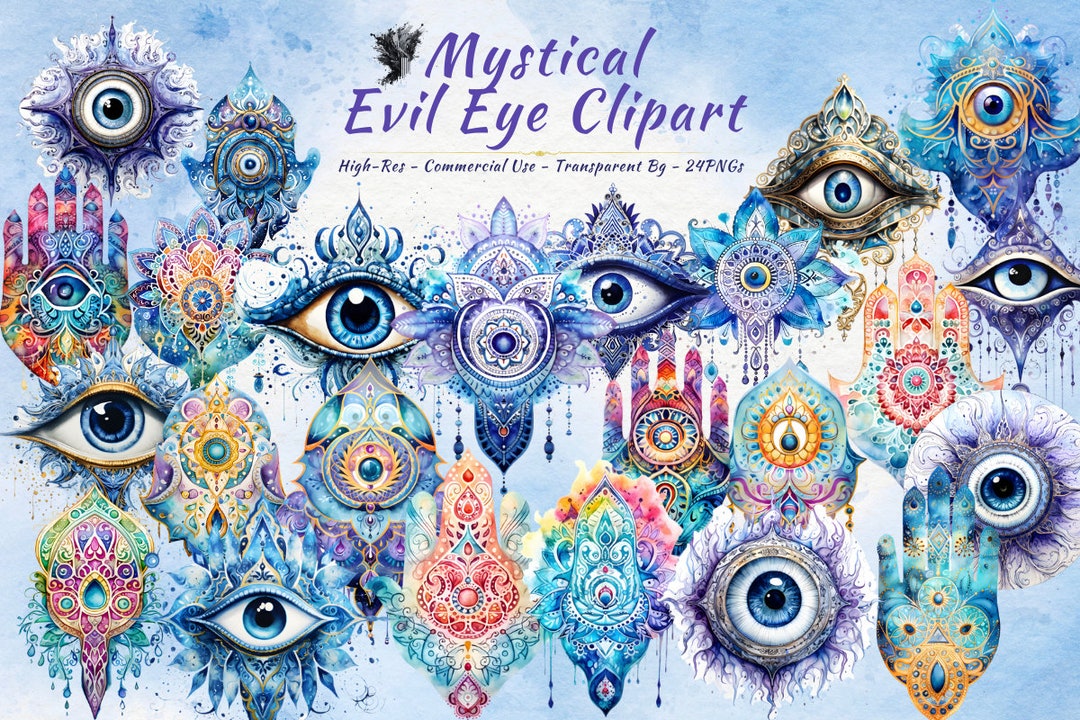Mystical Evil Eye PNG Collection Mystical Hamsa Hand, Celestial Symbols, Spiritual and Witchy ...