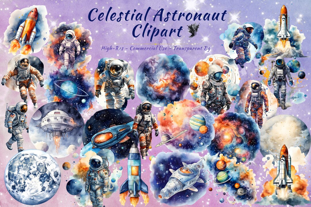 Astronaut SVG PNG Clipart Collection Celestial, Rocket, Space, Galaxy ...