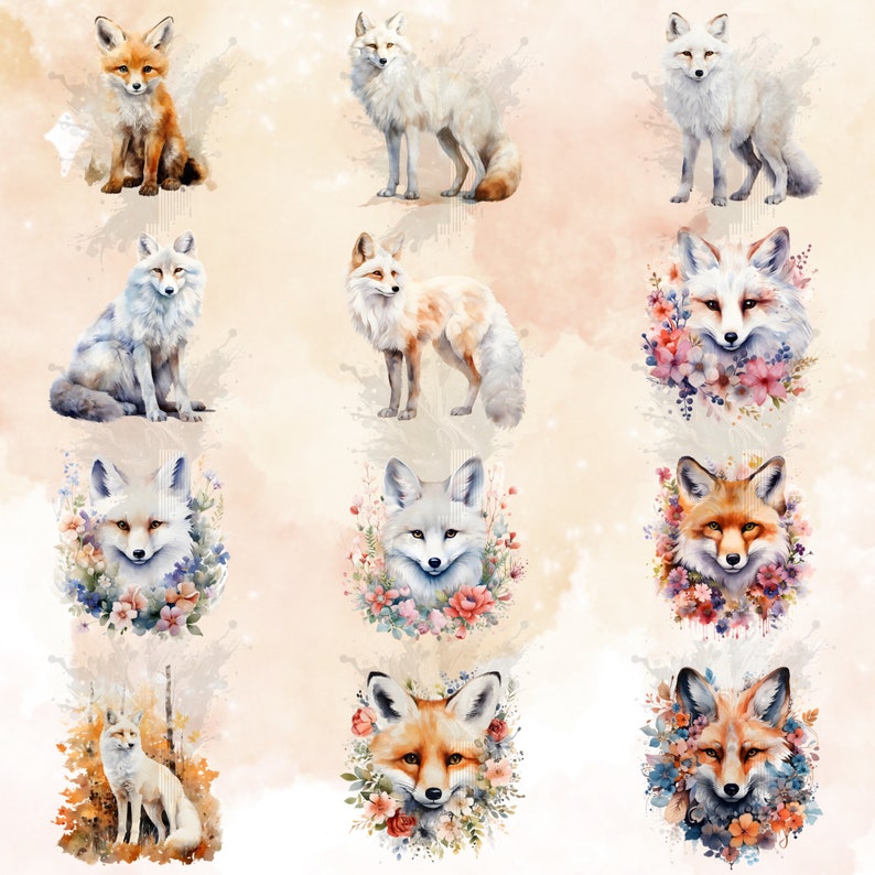 Fox SVG PNG Clipart Collection Floral Fox, Baby Fox, Woodland Animals ...
